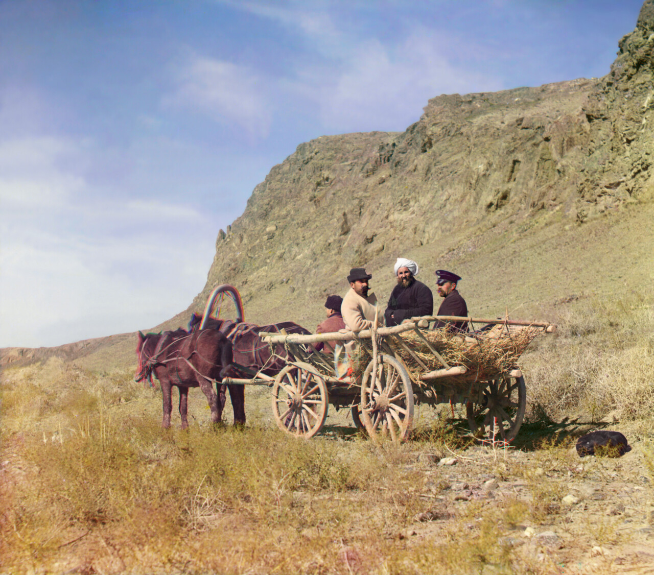 На работах в верховьях Сыр-Дарьи. Голодная степь, 1905-1915, фотограф Сергей Прокудин-Горский ...