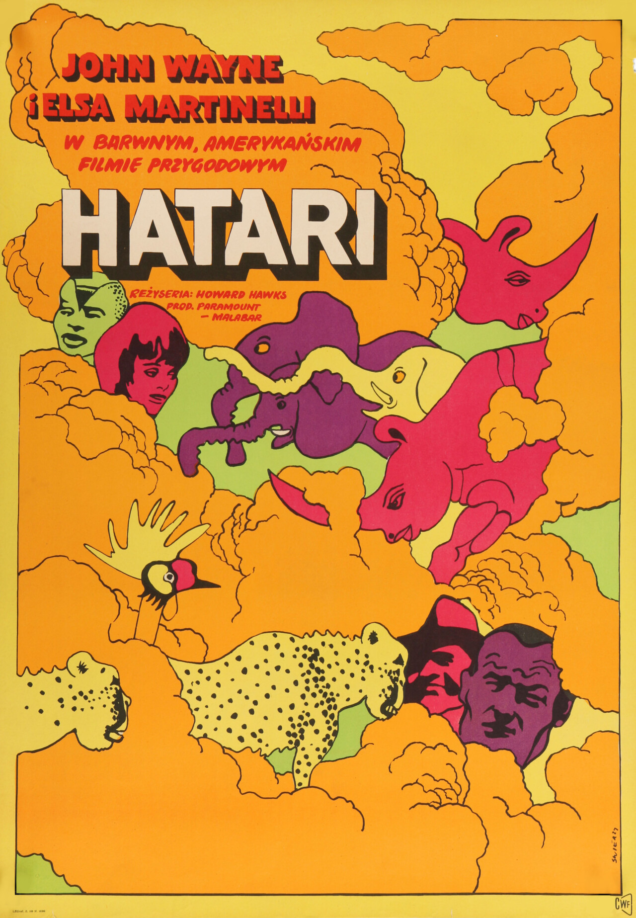 Хатари! (Hatari!, 1962), режиссёр Говард Хоукс, польский постер к ...